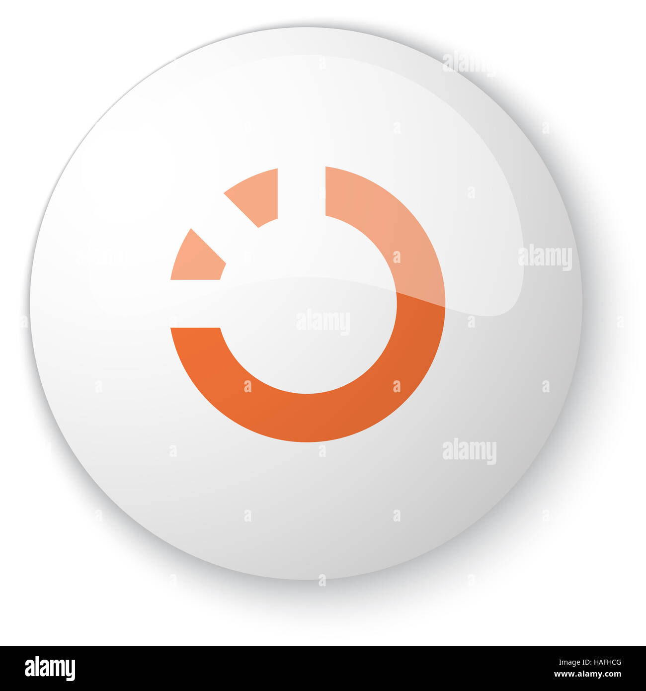 Glossy white web button with orange Loading icon on white background ...