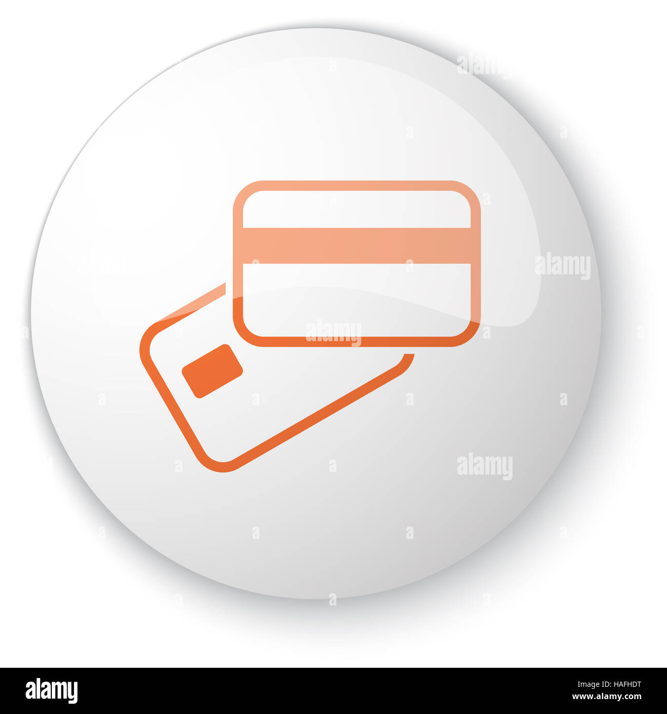 Glossy white web button with orange Credit Card Payment icon on white ...