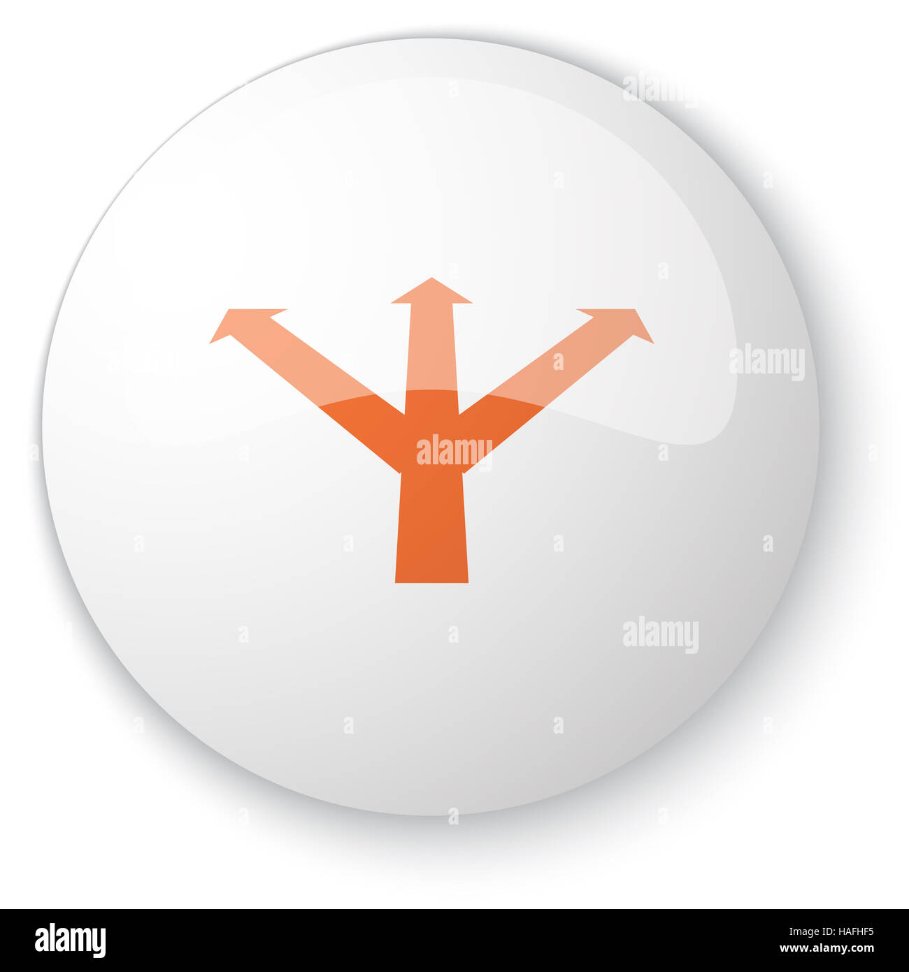 Glossy white web button with orange Strategy icon on white background ...