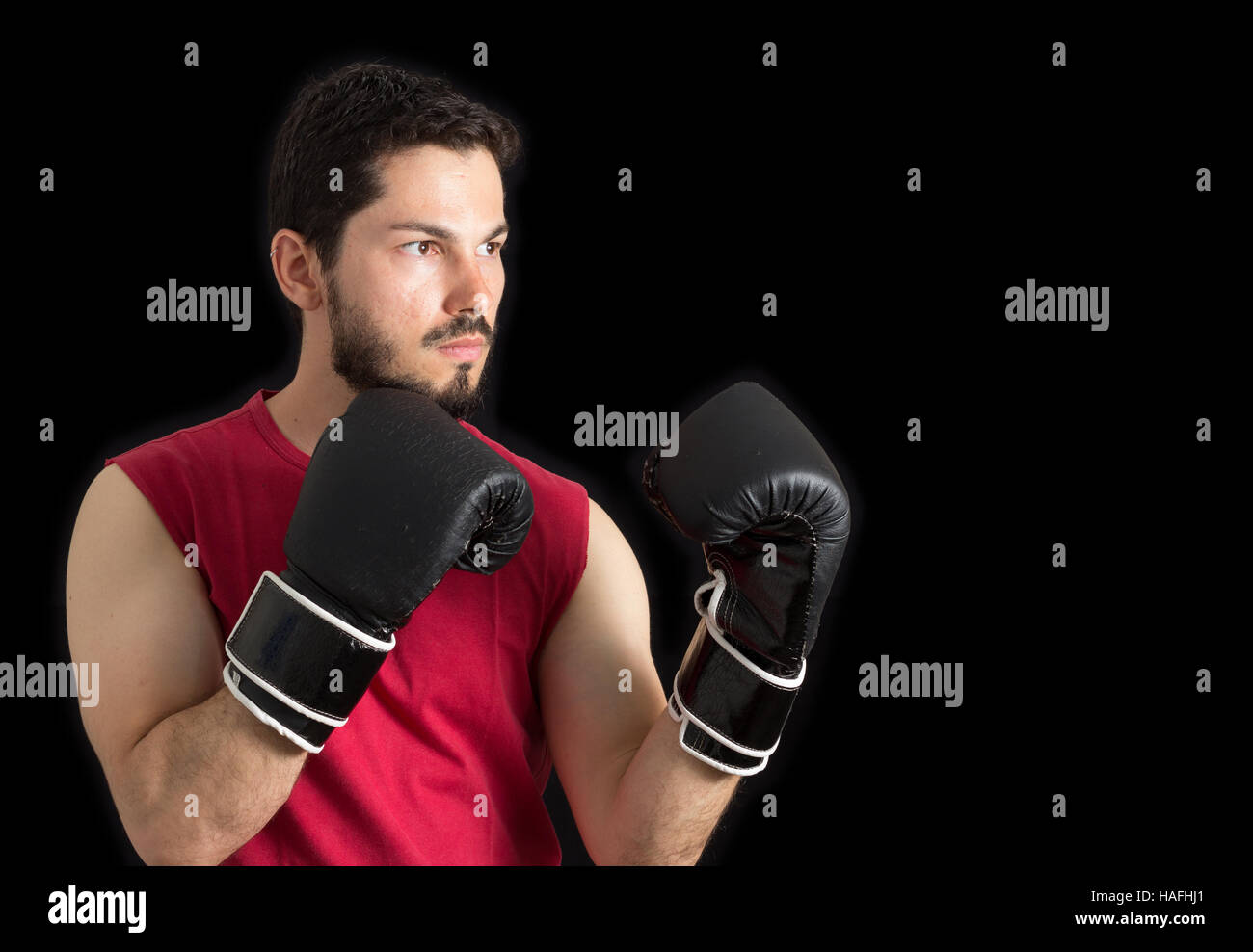 Young adult in defensive position Stock Photo - Alamy