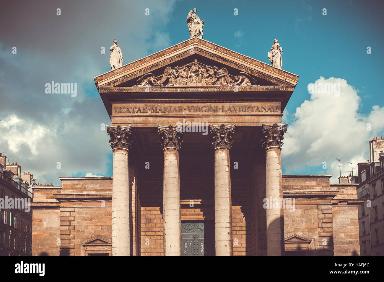 Beautiful traditional french Building in Paris, France. Toned with soft ...