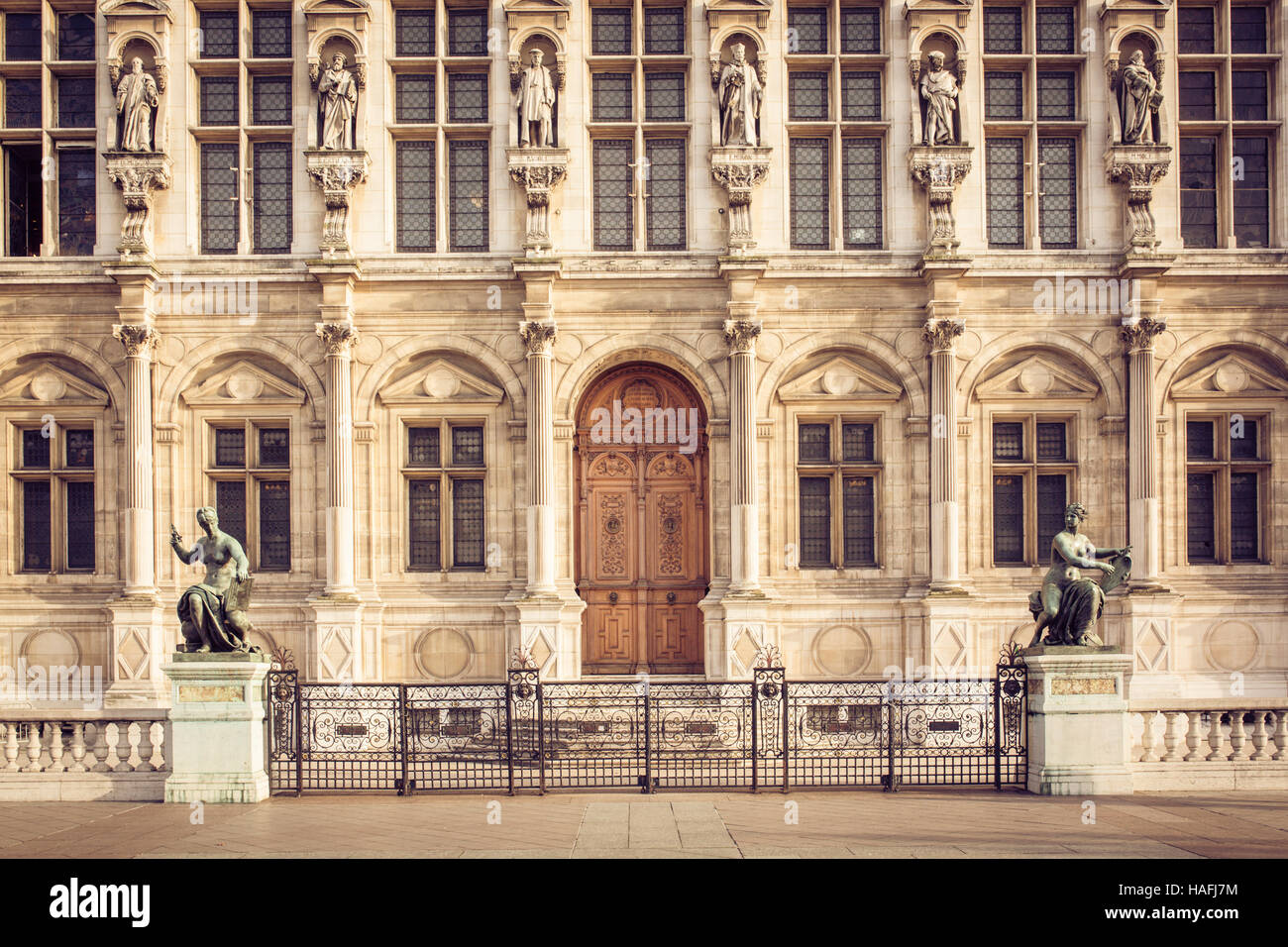 Beautiful traditional french Building in Paris, France. Toned with soft ...