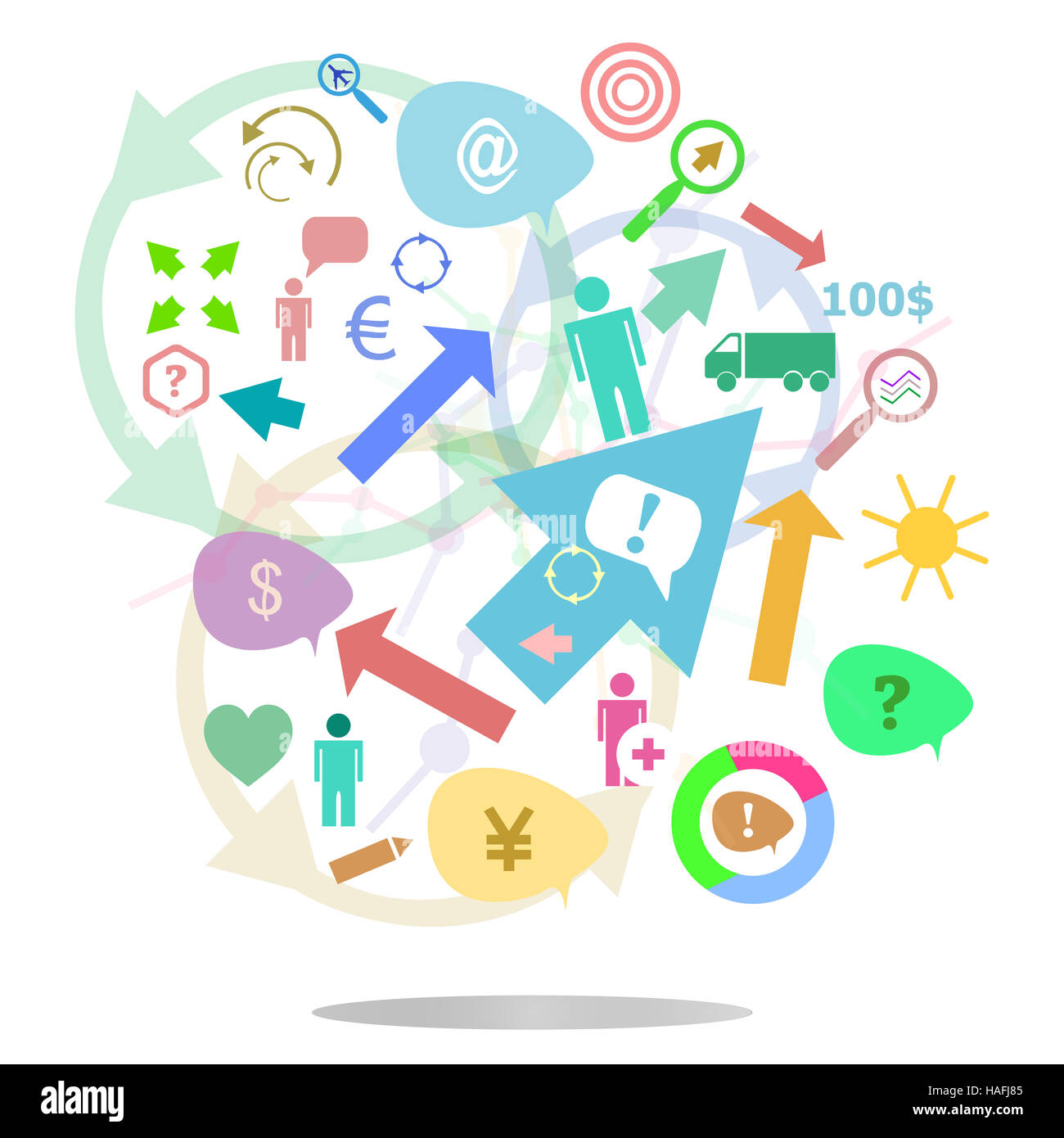 thin line icon with flat design element of business chart, success ...