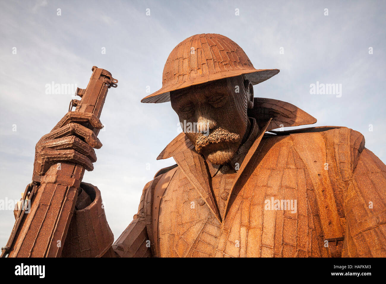 Close-up view of the memorial sculpture by artist Ray Lonsdale of a war ...