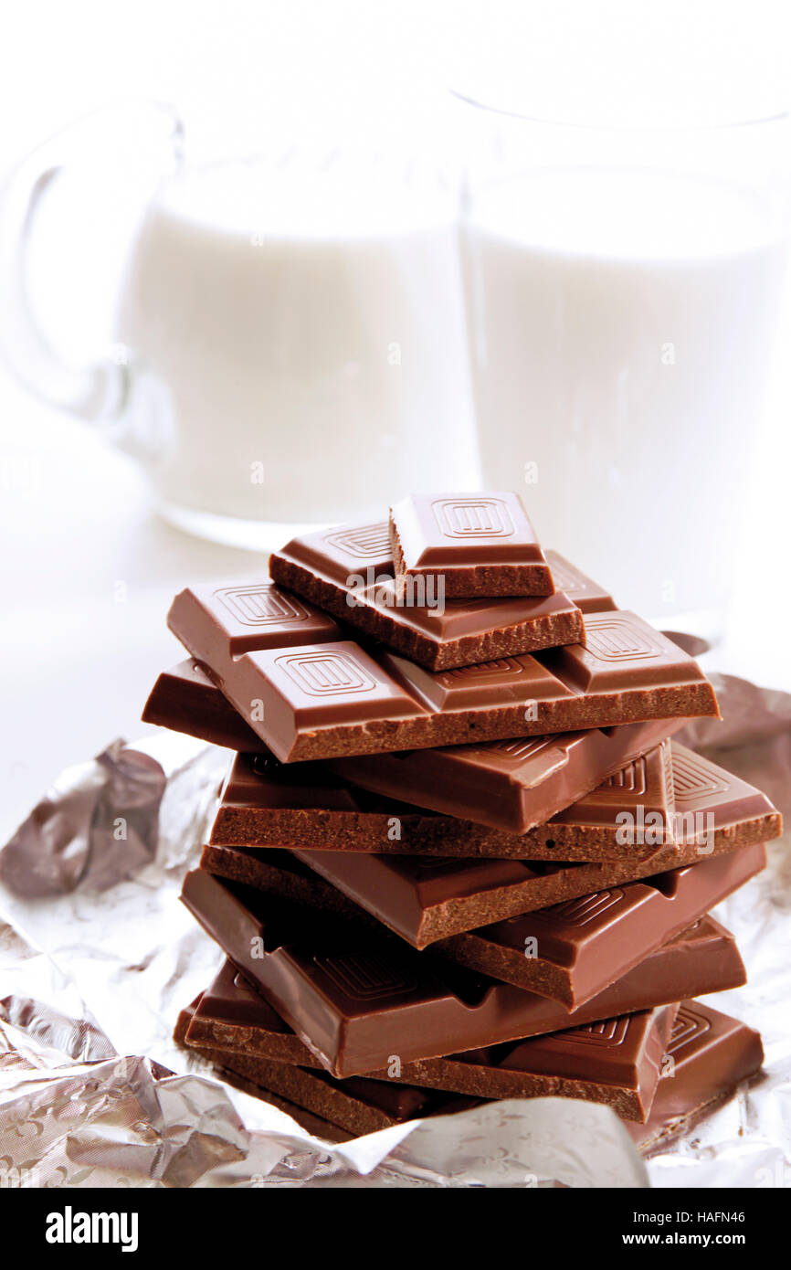 Chocolate and milk Stock Photo - Alamy