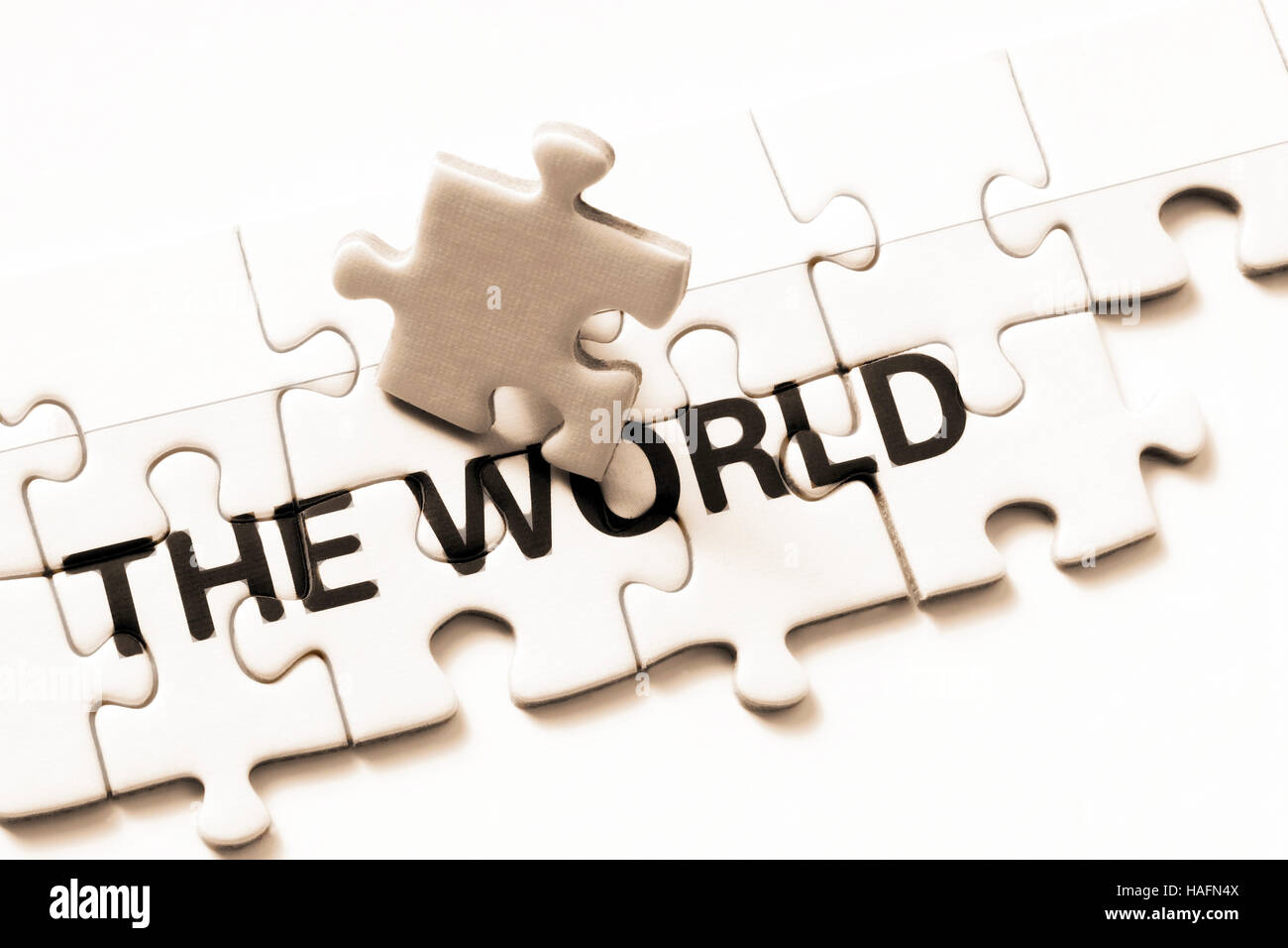 The World lettering, puzzle pieces Stock Photo - Alamy