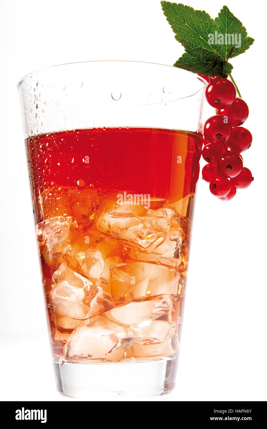 Red currant juice with ice-cubes Stock Photo - Alamy