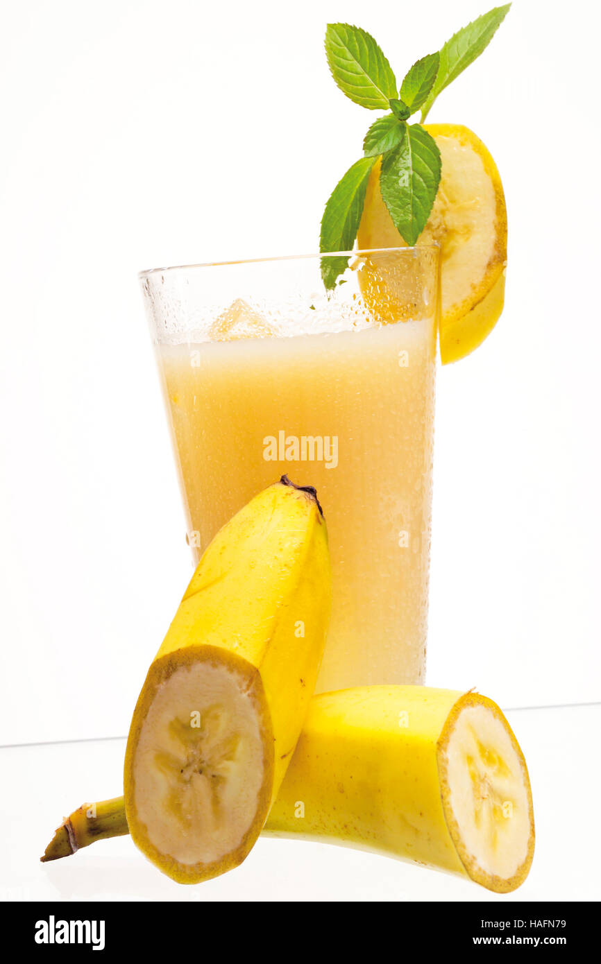 Cold banana drink in a glass Stock Photo - Alamy
