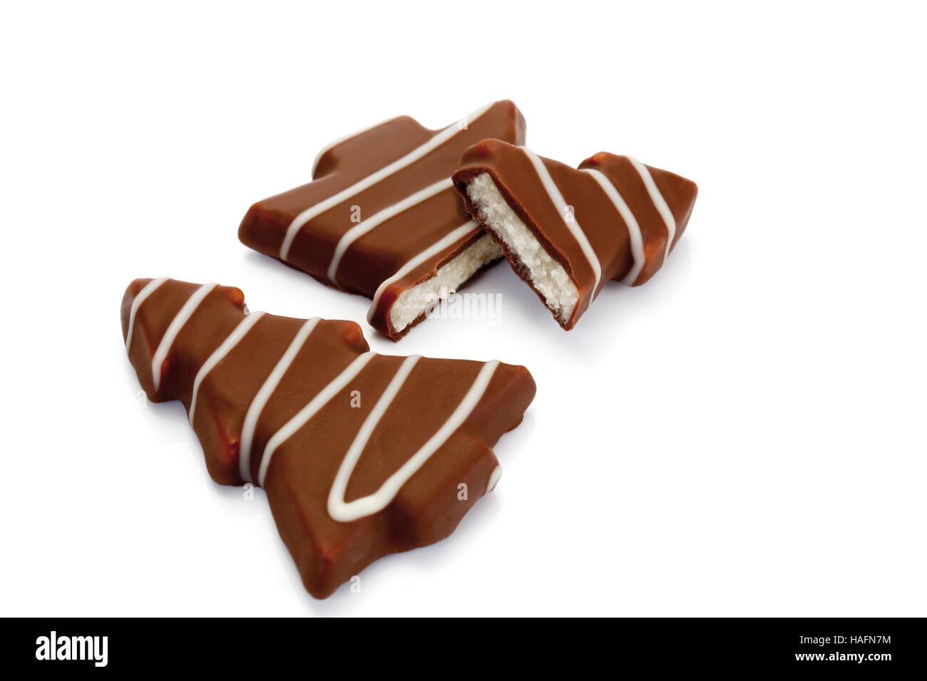 Marzipan with chocolate icing in the shape of a fir tree Stock Photo ...