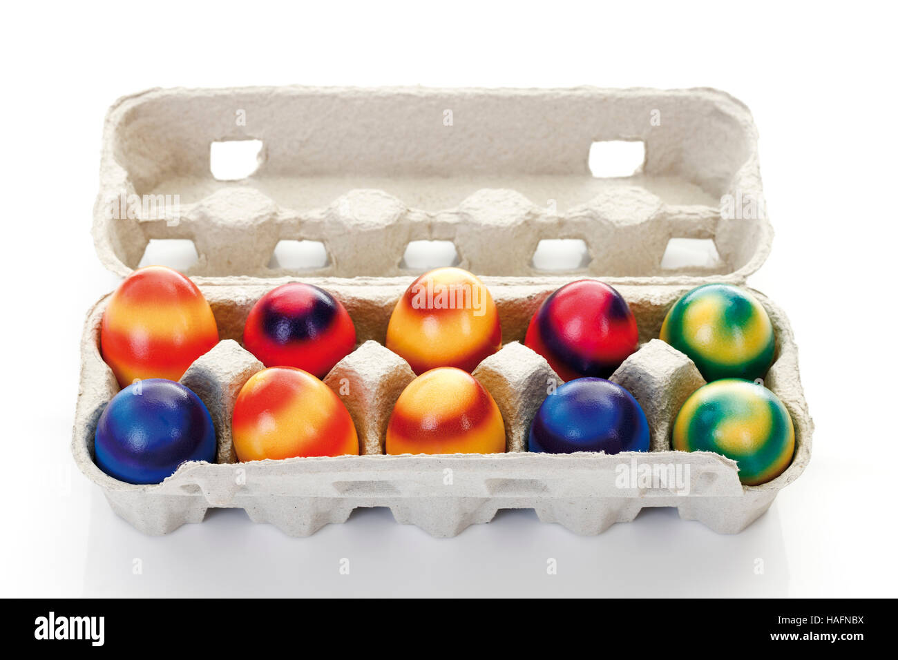 Box of colored easter eggs Stock Photo - Alamy