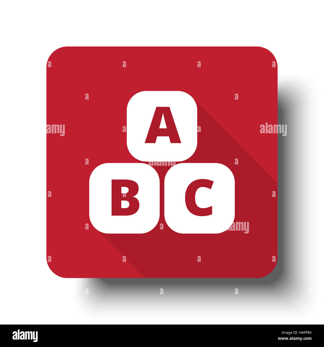 Flat Abc Blocks web icon on red button with drop shadow Stock Photo - Alamy