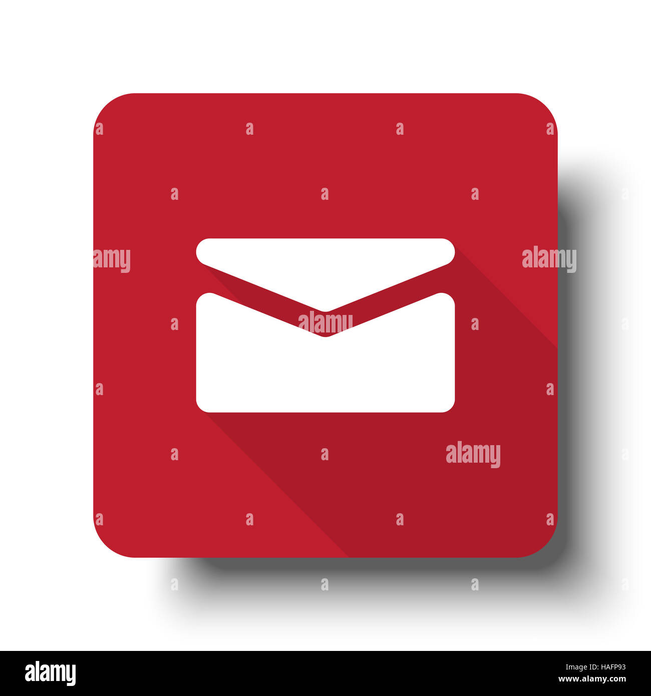 Flat Mail web icon on red button with drop shadow Stock Photo - Alamy