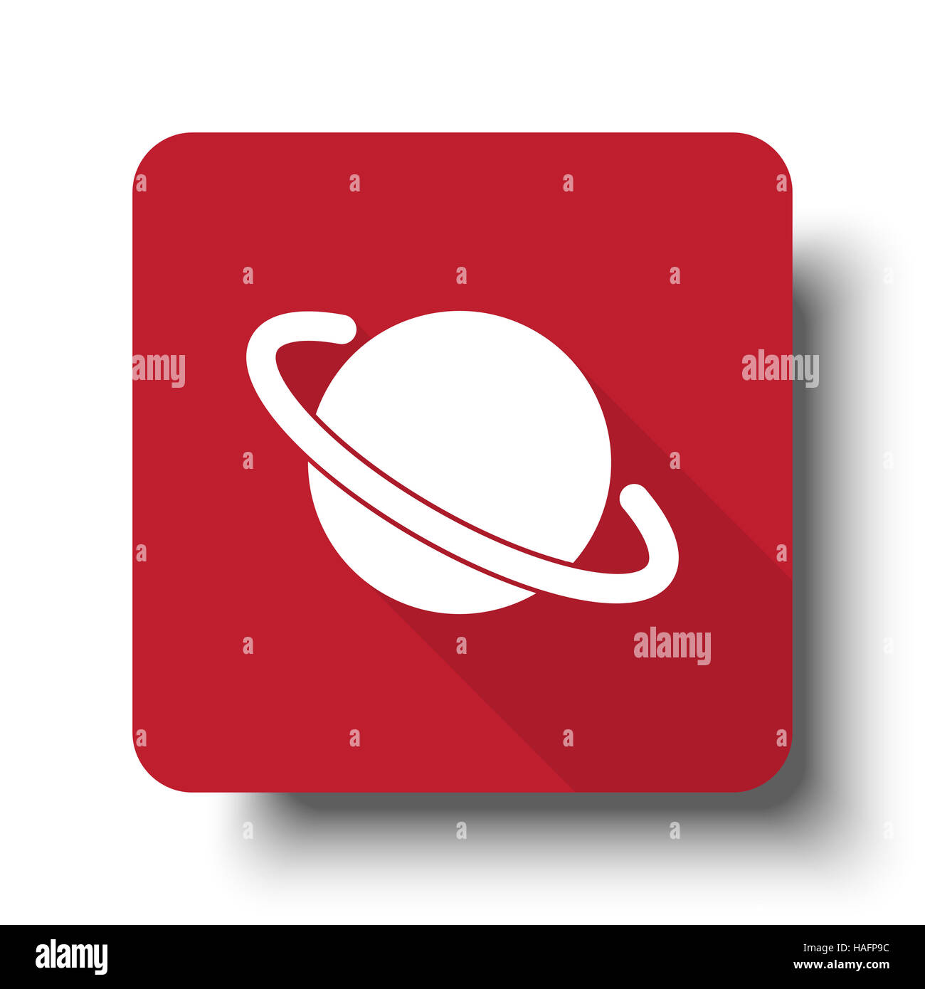Flat Jupiter Icon web icon on red button with drop shadow Stock Photo ...