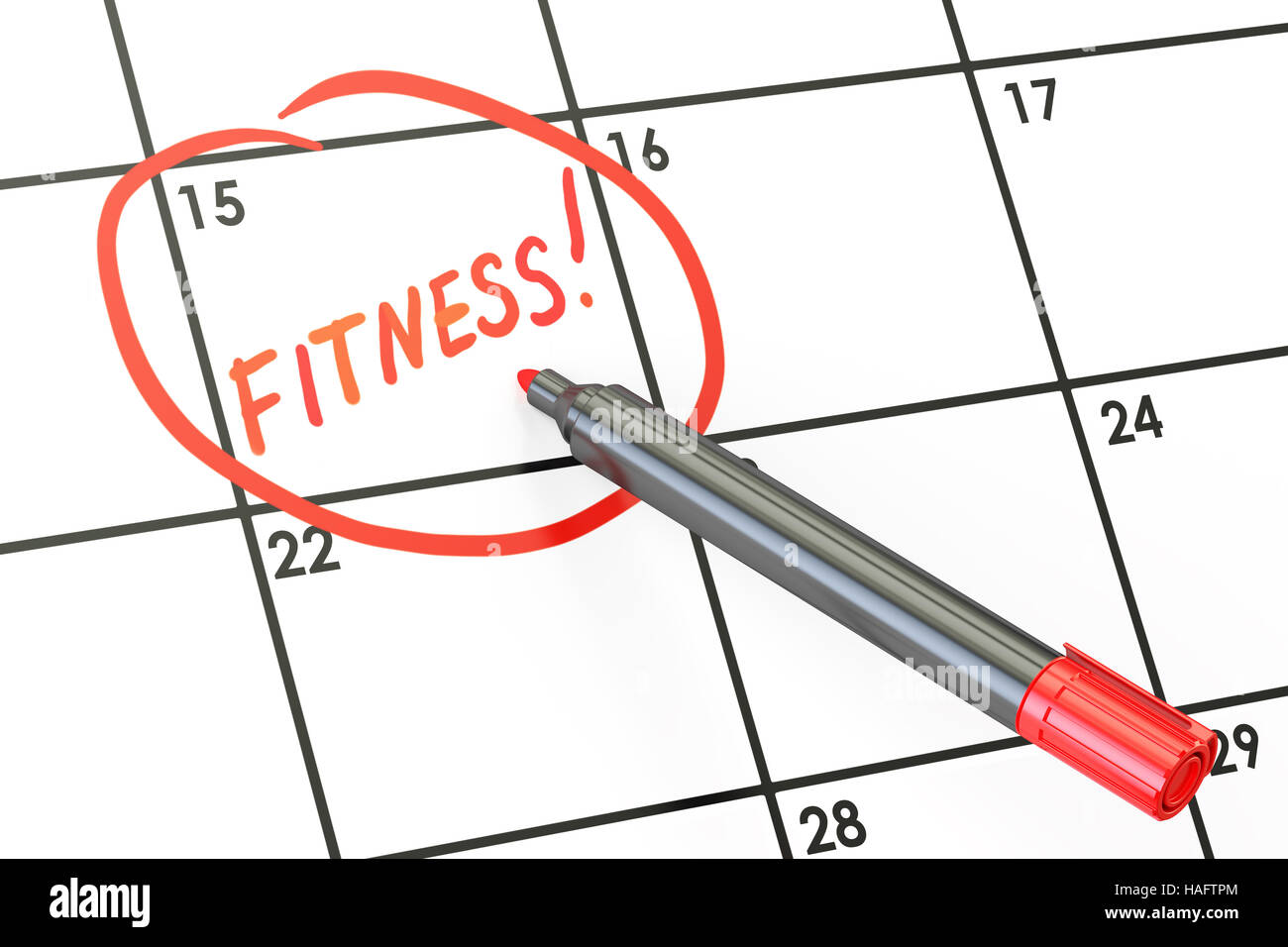 Fitness date on calendar concept, 3D rendering Stock Photo - Alamy