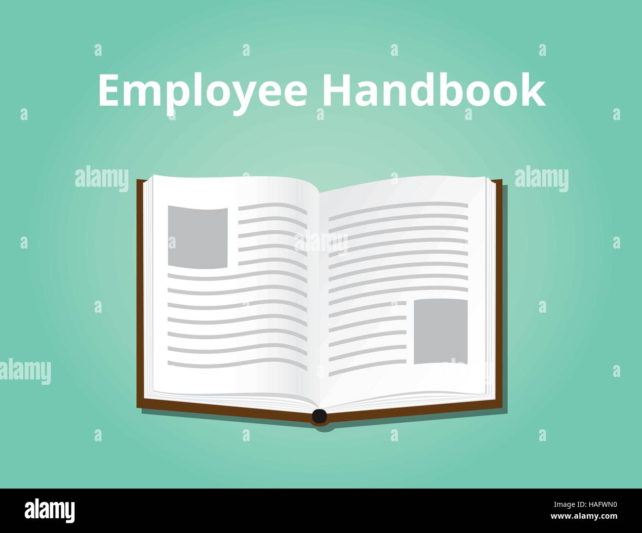 employee handbook illustration with books open and text on top Stock ...