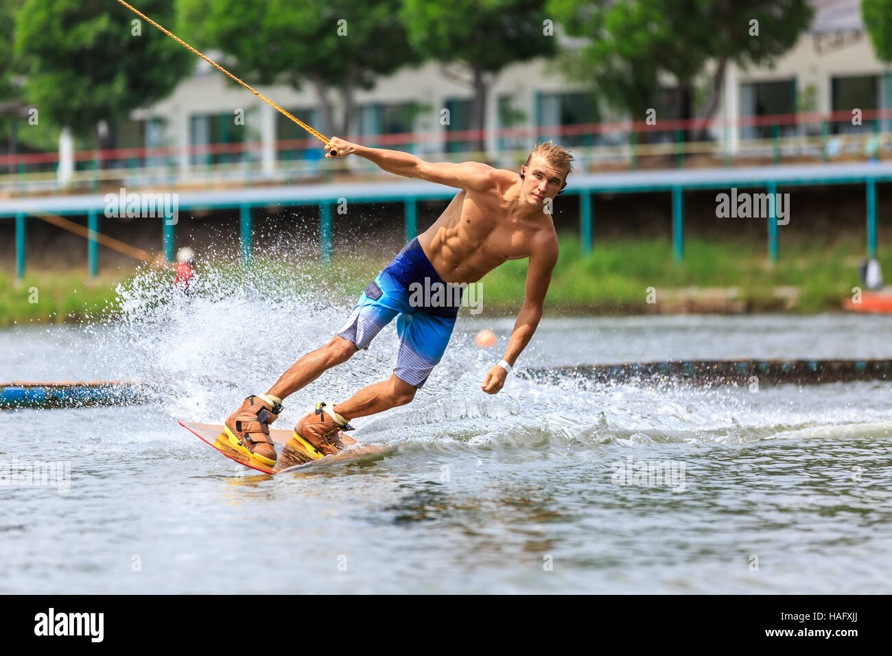 Man Wakeboarding in action. Phuket, Thailand Stock Photo - Alamy