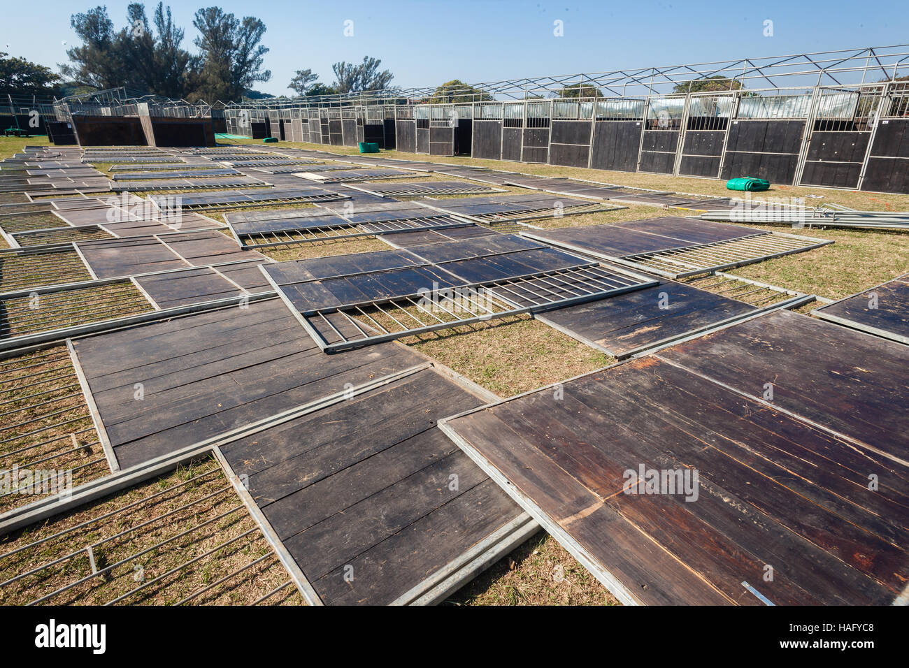 Mobile stores panels pieces structures on field layout to be ...