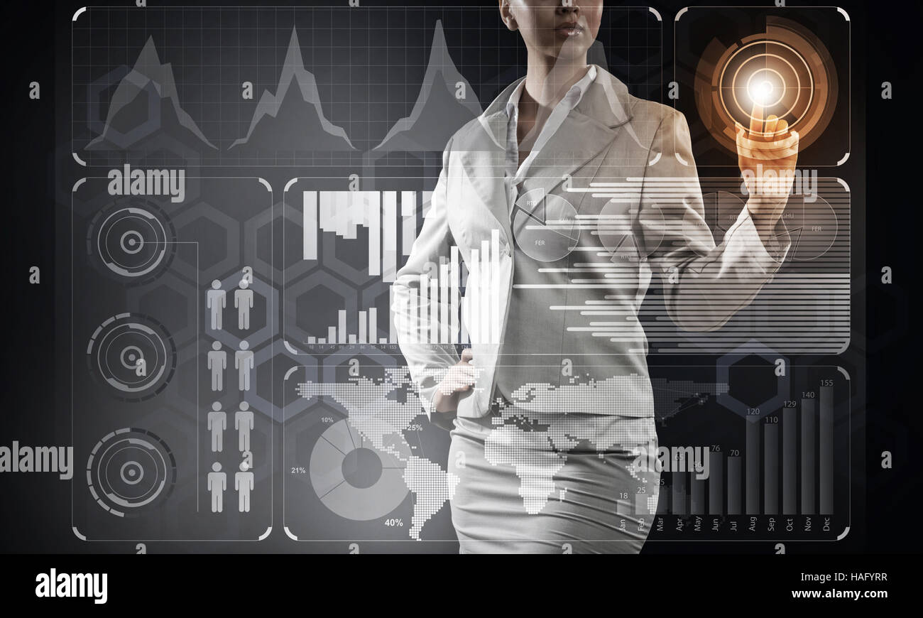 Businesswoman using modern technologies Stock Photo - Alamy