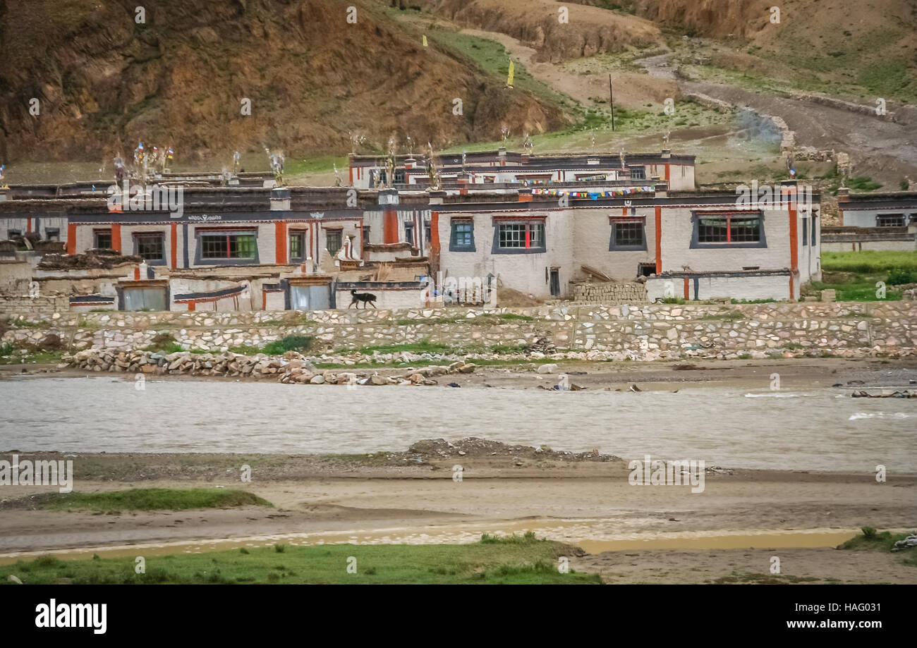 Traditional tibetan homes in one of the small tibetan villages, Eastern ...