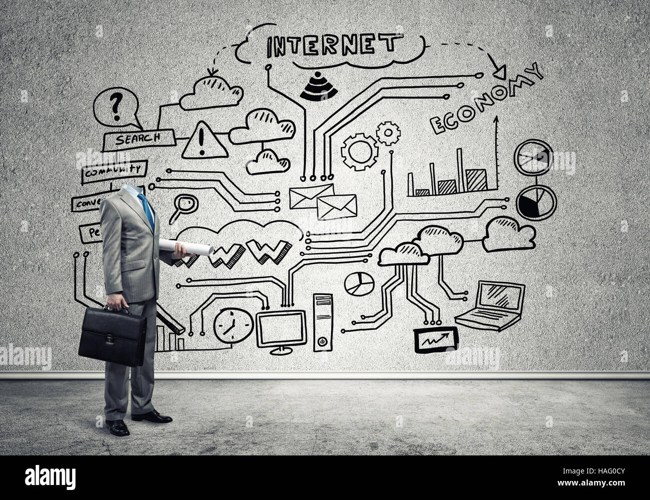 Businessman without head Stock Photo - Alamy