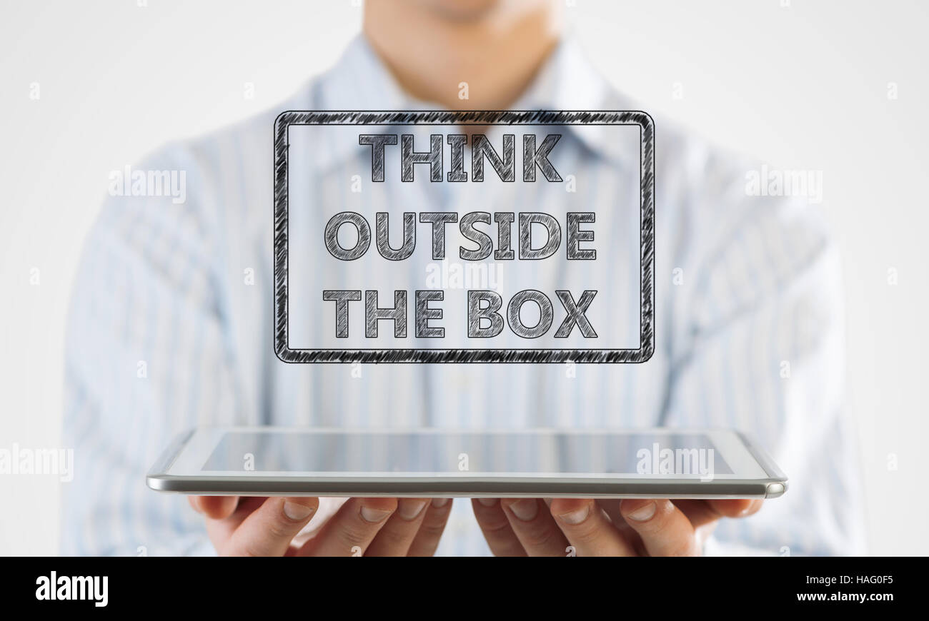 Thinking outside the box concept Stock Photo - Alamy