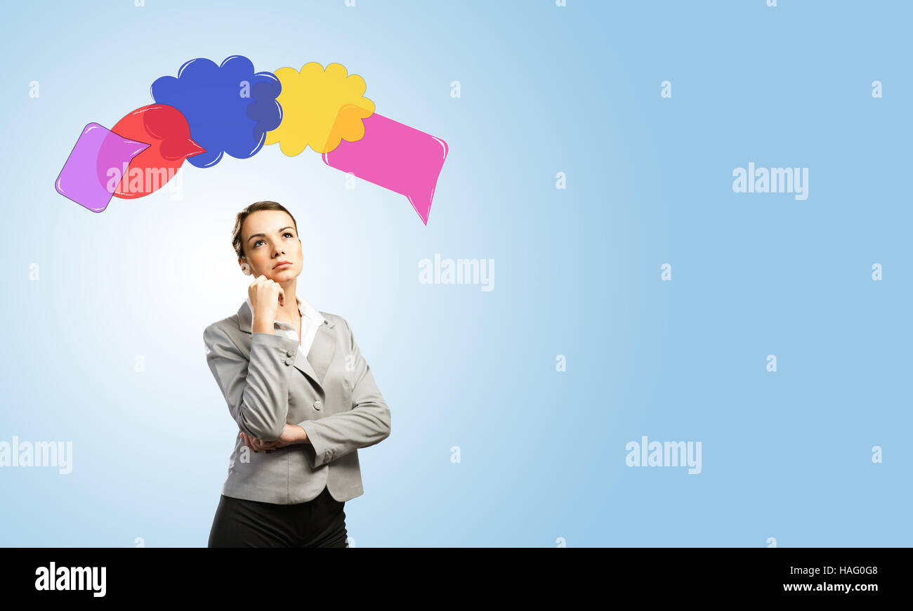 Woman thinking about something Stock Photo - Alamy