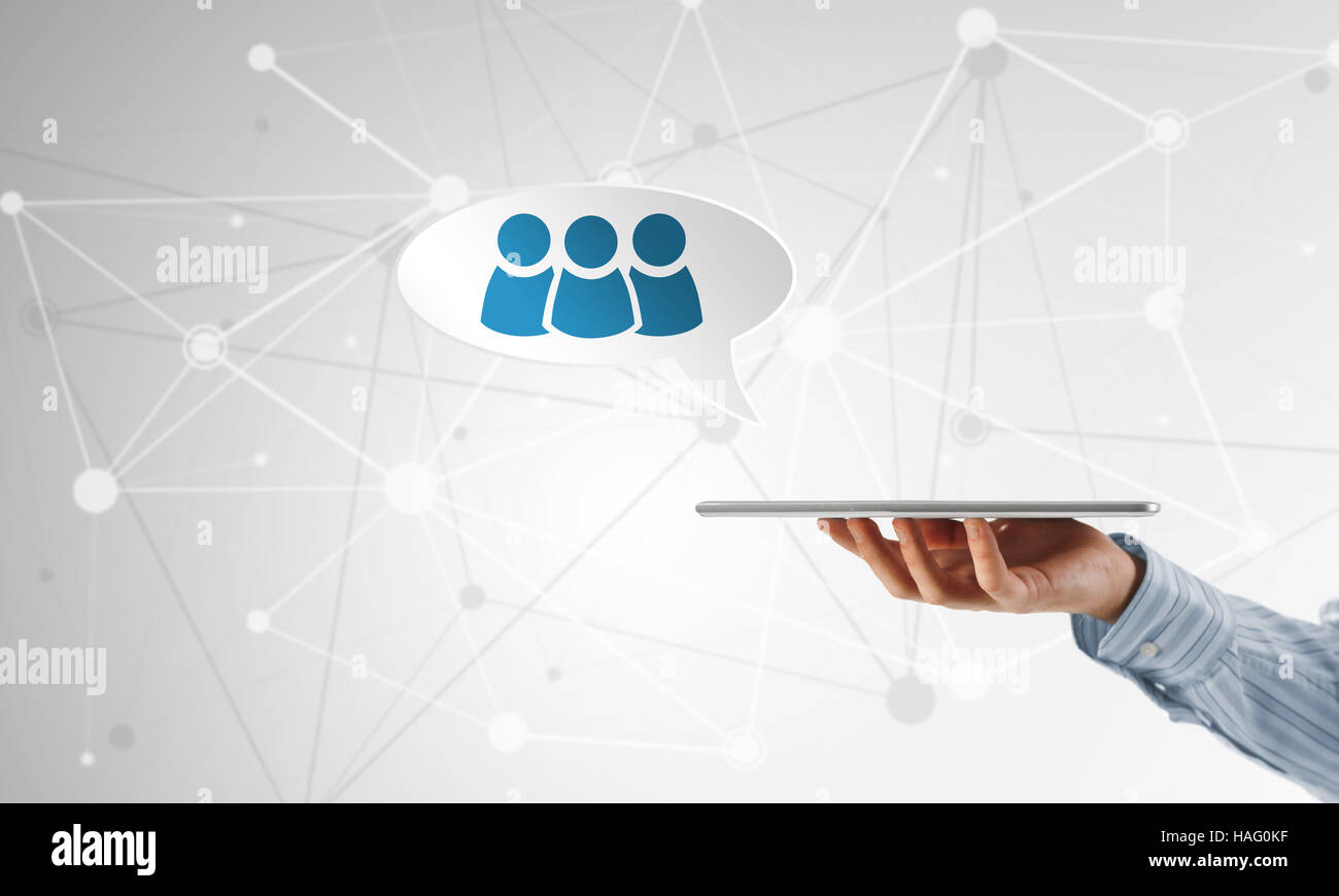 Man presenting interface application Stock Photo - Alamy