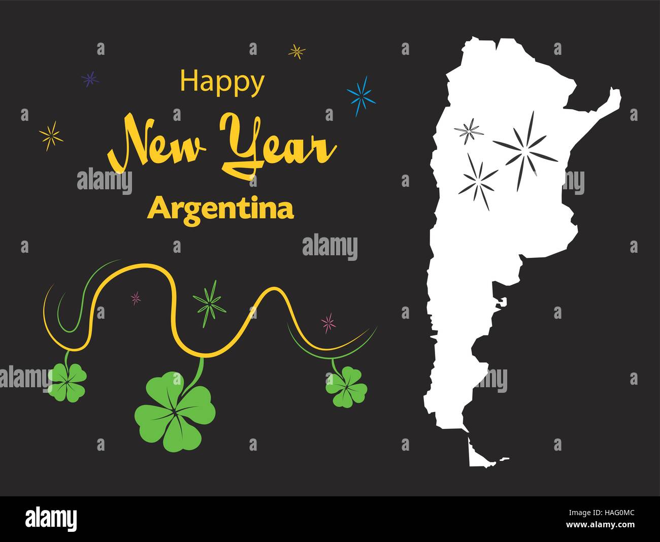 Happy New Year illustration theme with map of Argentina Stock Vector ...