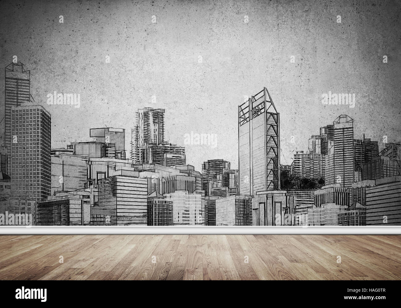 City design on wall Stock Photo - Alamy
