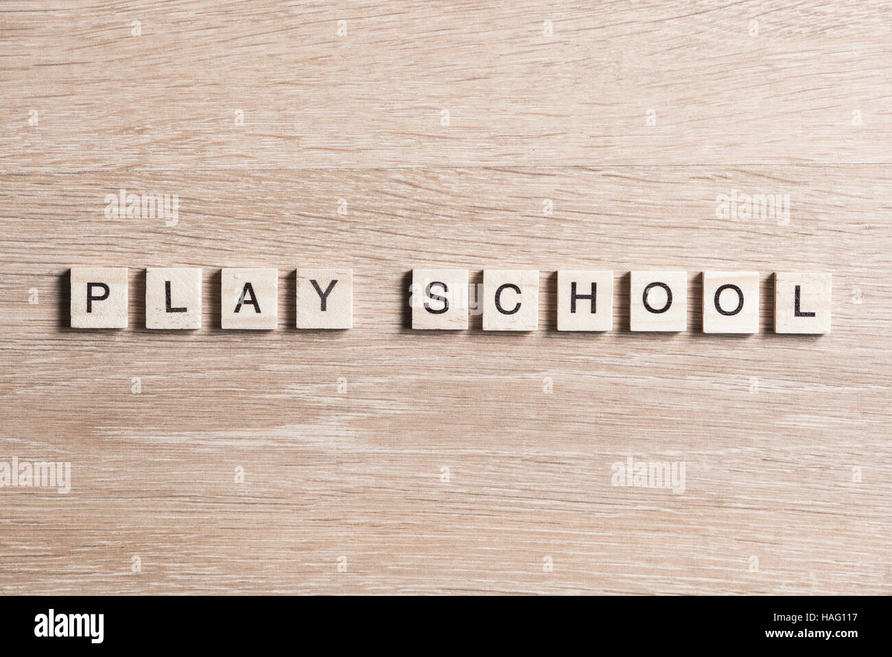 wooden elements with letter collected word playschool Stock Photo - Alamy