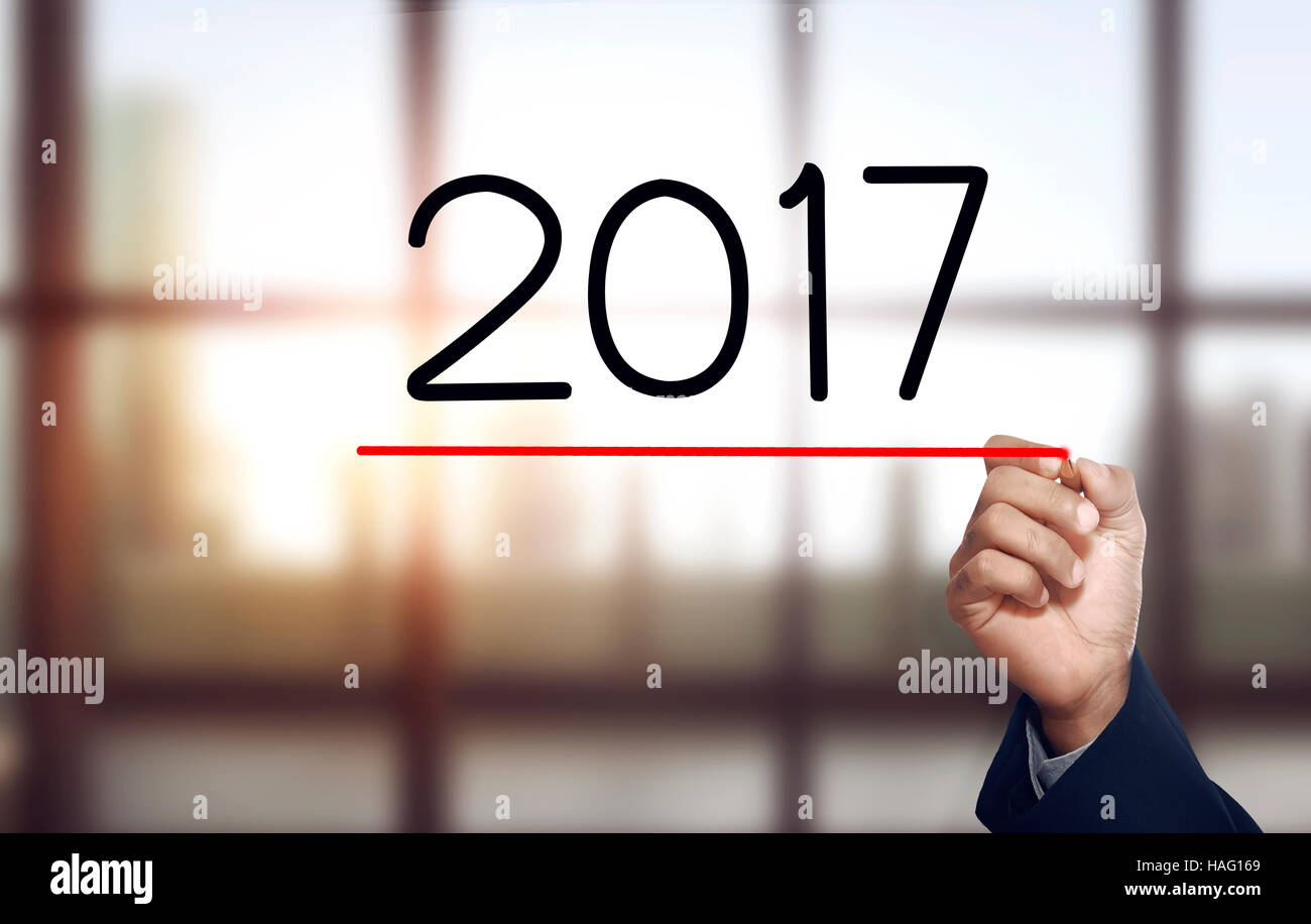 Hand draw 2017 number. New year concept Stock Photo - Alamy