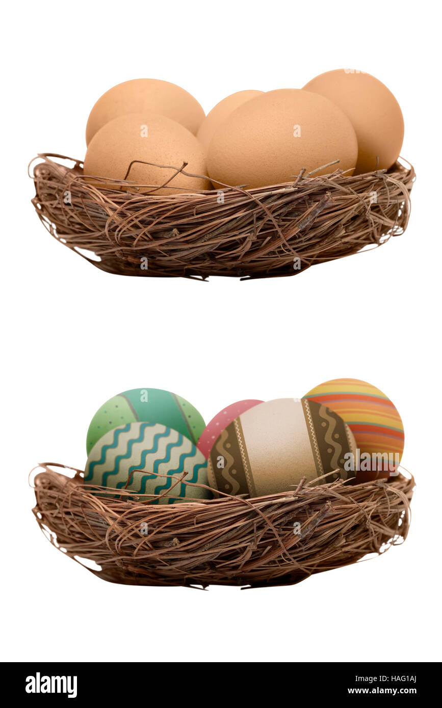 Set of decorated easter eggs isolated over white background Stock Photo ...