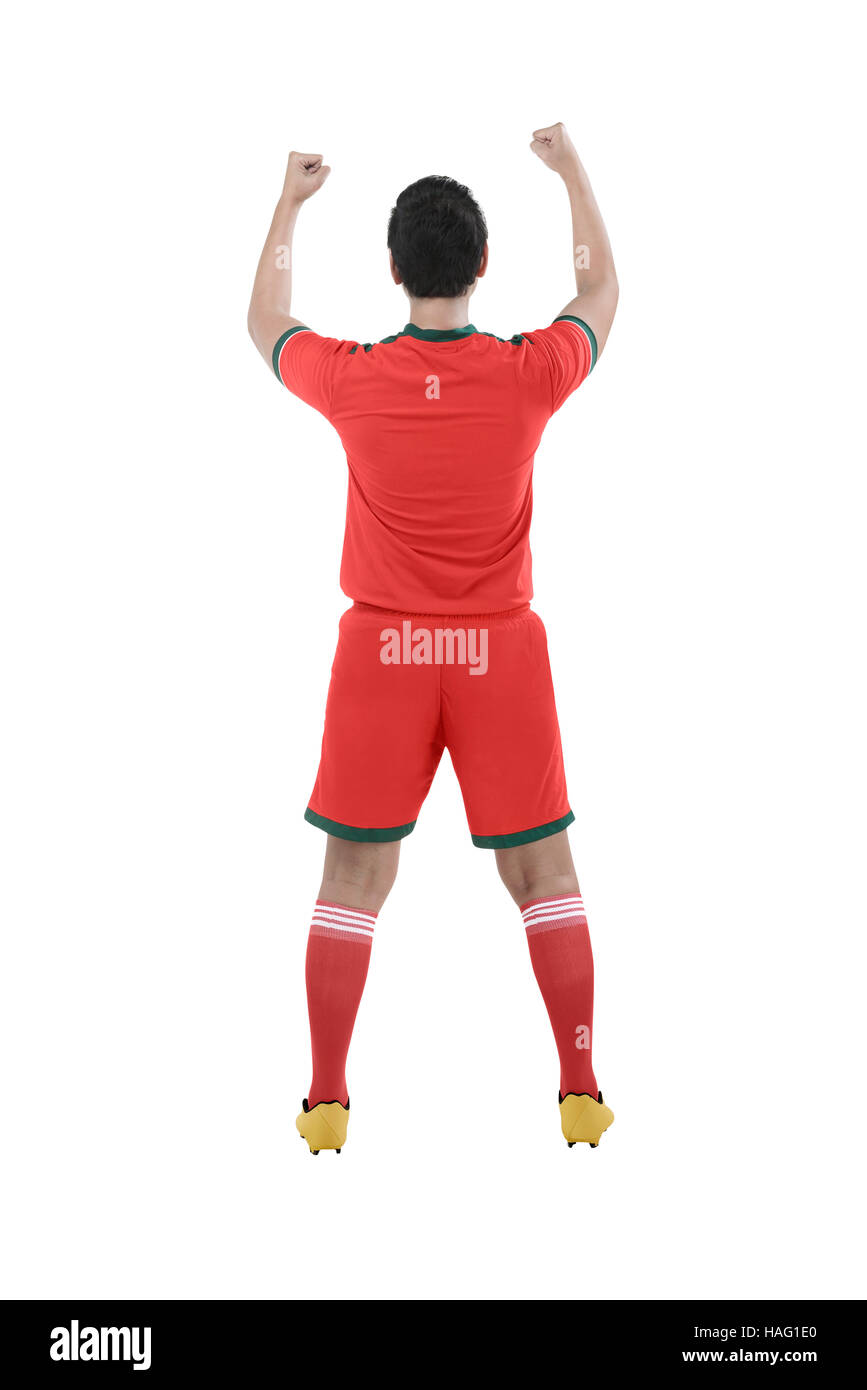Image of winning football player after scoring Stock Photo - Alamy