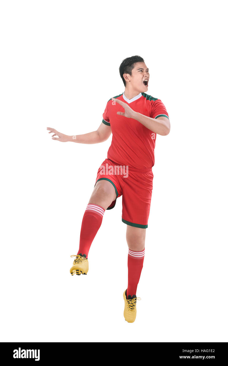 Image of soccer player header isolated over white background Stock ...