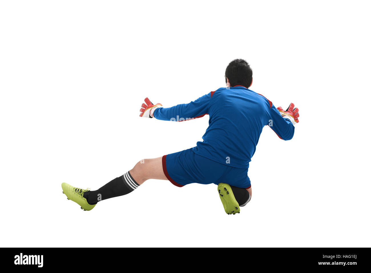 Image of goalkeeper catch ball isolated over white background Stock ...