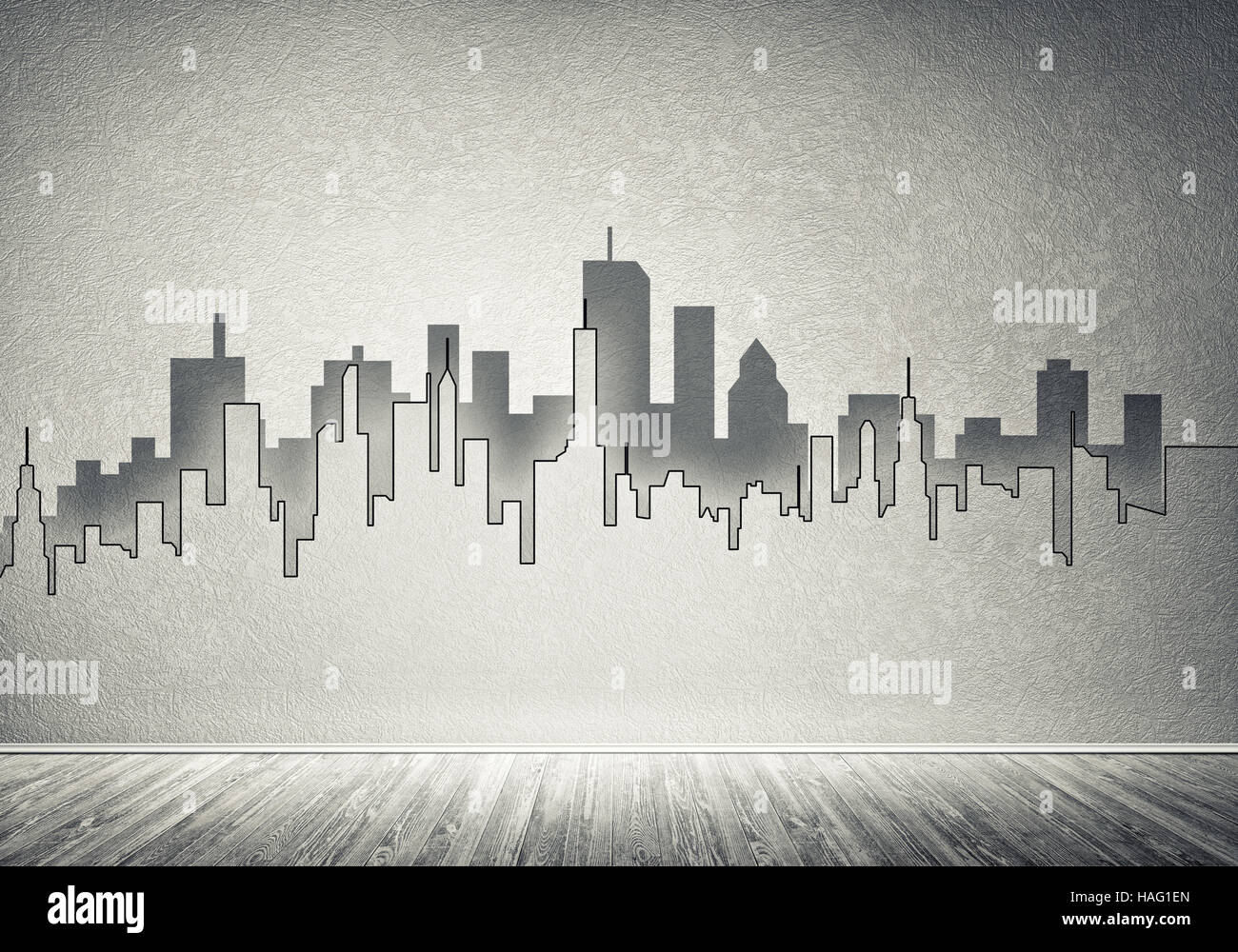 City design on wall Stock Photo - Alamy