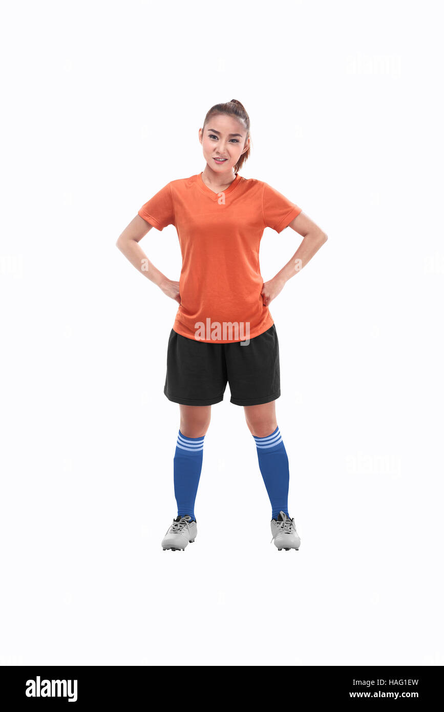 Image of winning football player after scoring Stock Photo - Alamy