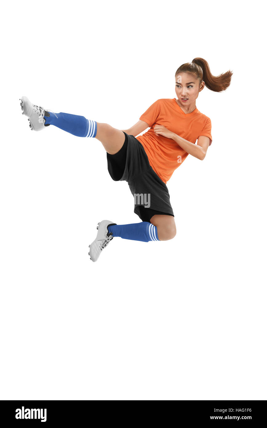 Soccer ball kick woman hi-res stock photography and images - Alamy