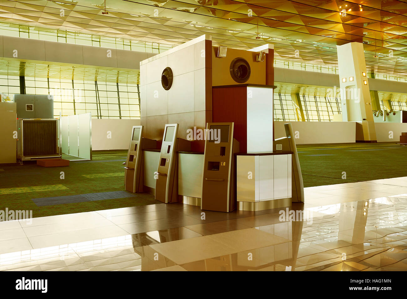 Modern empty lobby, the floor was very clean and attractive design ...