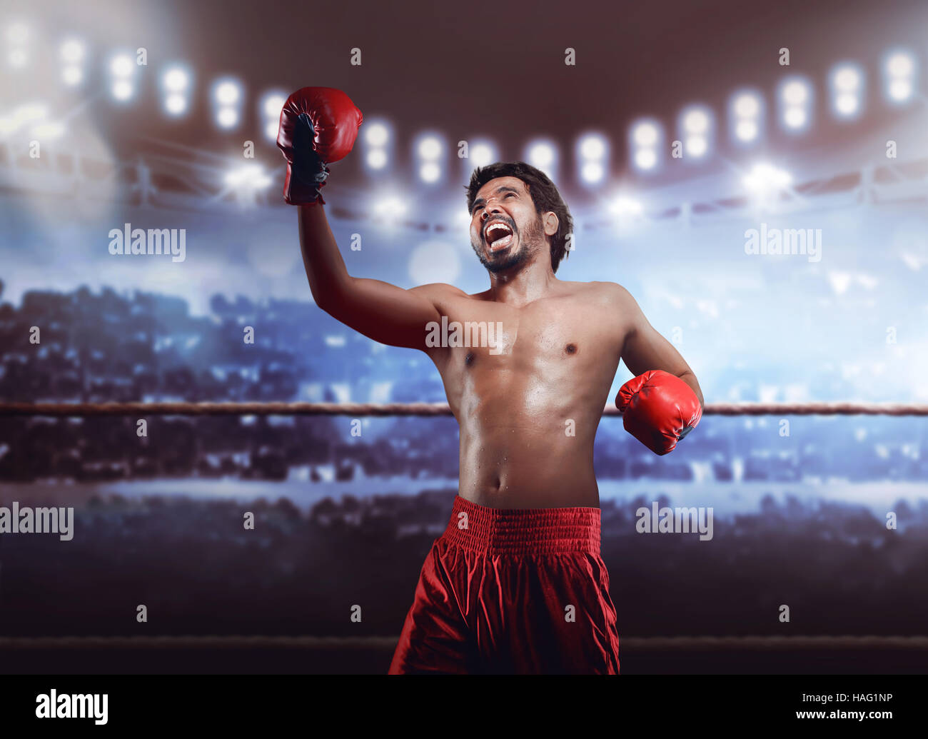 Professional asian boxer expression after win the game Stock Photo - Alamy