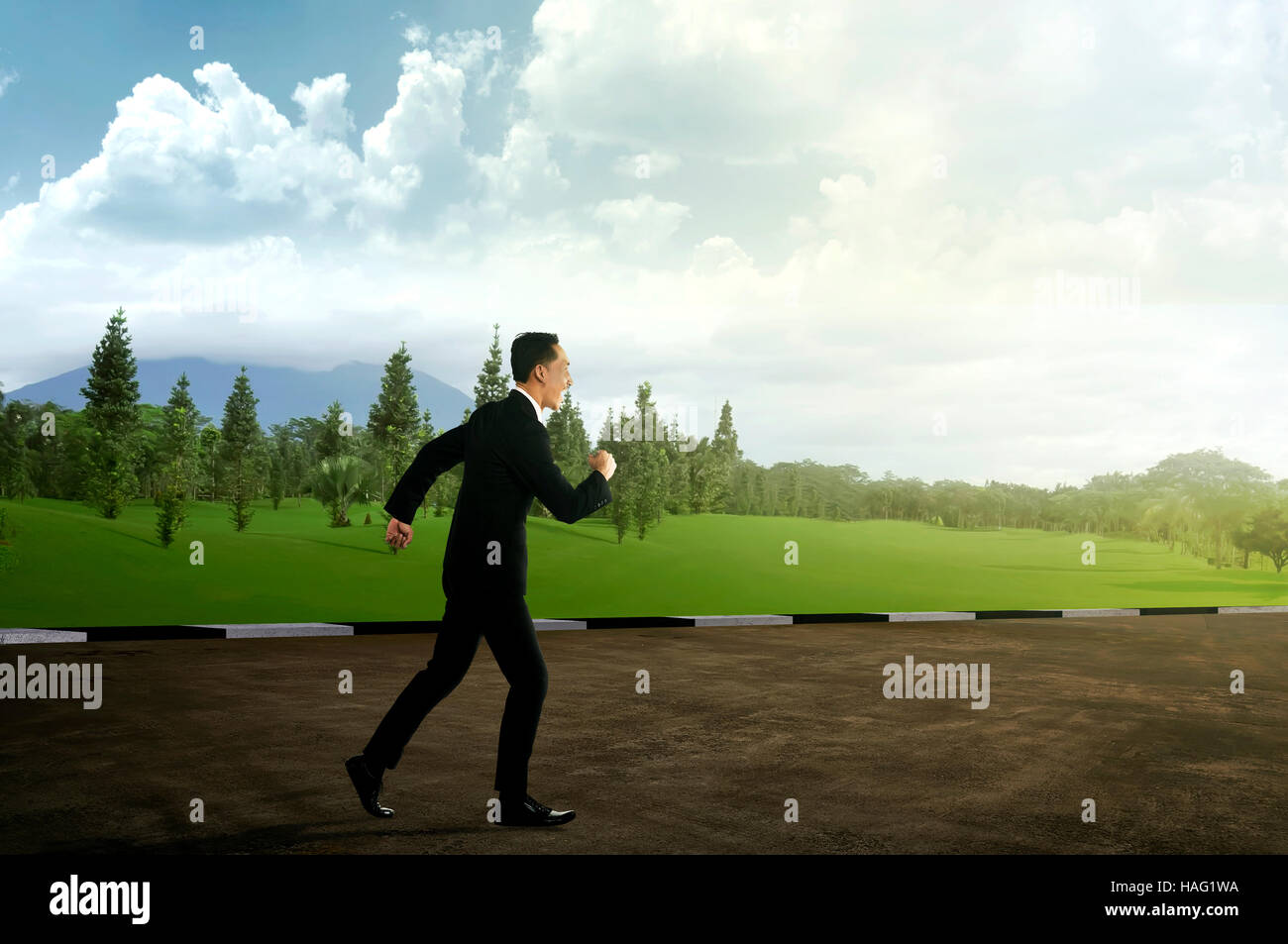 Young business man running on the street. Business career conceptual ...