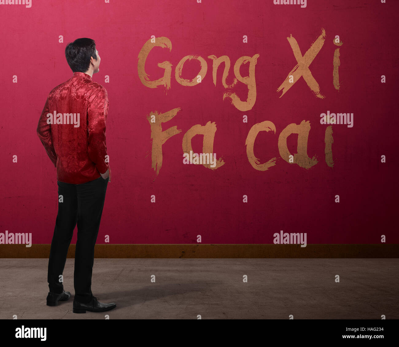 Chinese man wearing cheongsam suit. Happy chinese new year concept ...