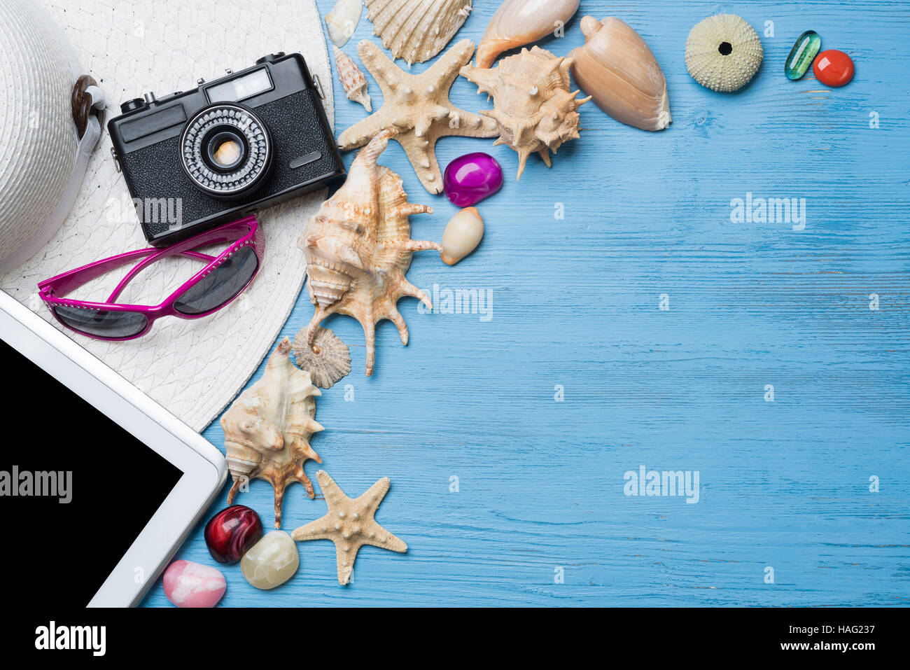 Summer objects for vacation Stock Photo - Alamy
