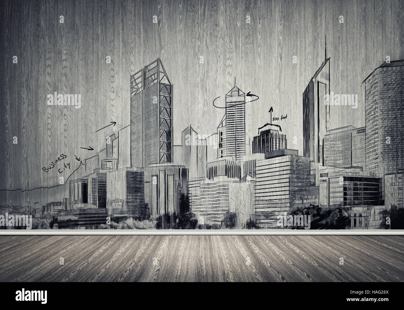City design on wall Stock Photo - Alamy