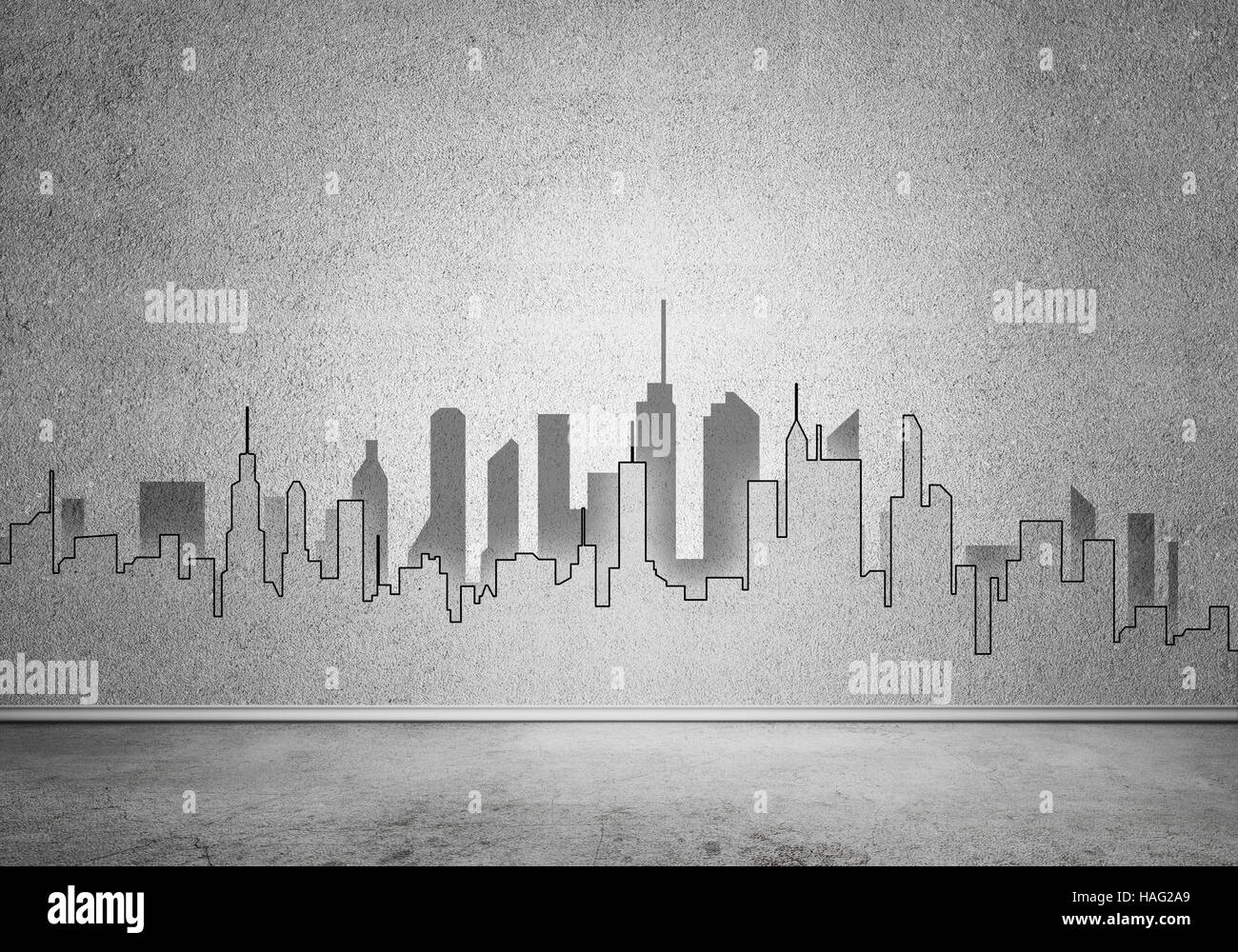 City design on wall Stock Photo - Alamy