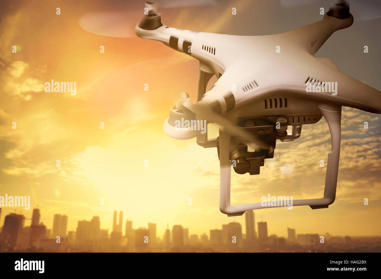 Drone flying over small city hi-res stock photography and images - Alamy