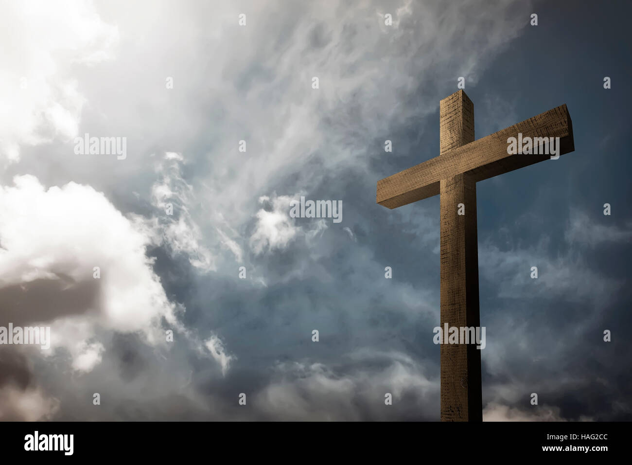 Wooden christian cross. Religious concept image Stock Photo - Alamy