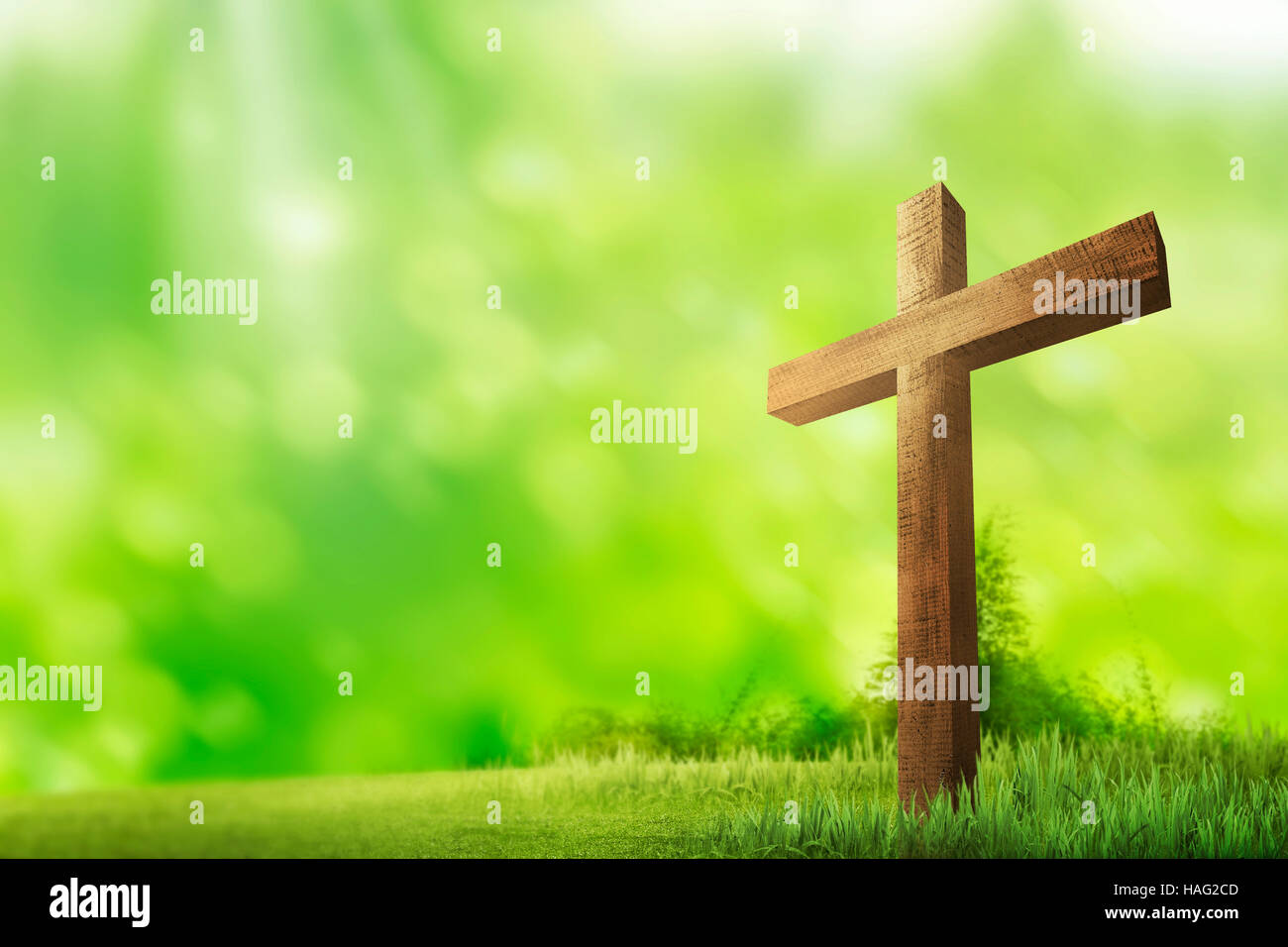 Wooden christian cross. Religious concept image Stock Photo - Alamy