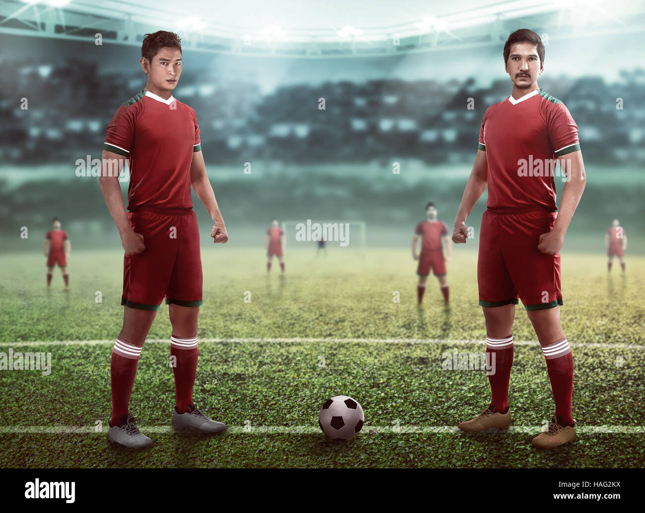 Image of soccer players team group on the stadium Stock Photo - Alamy