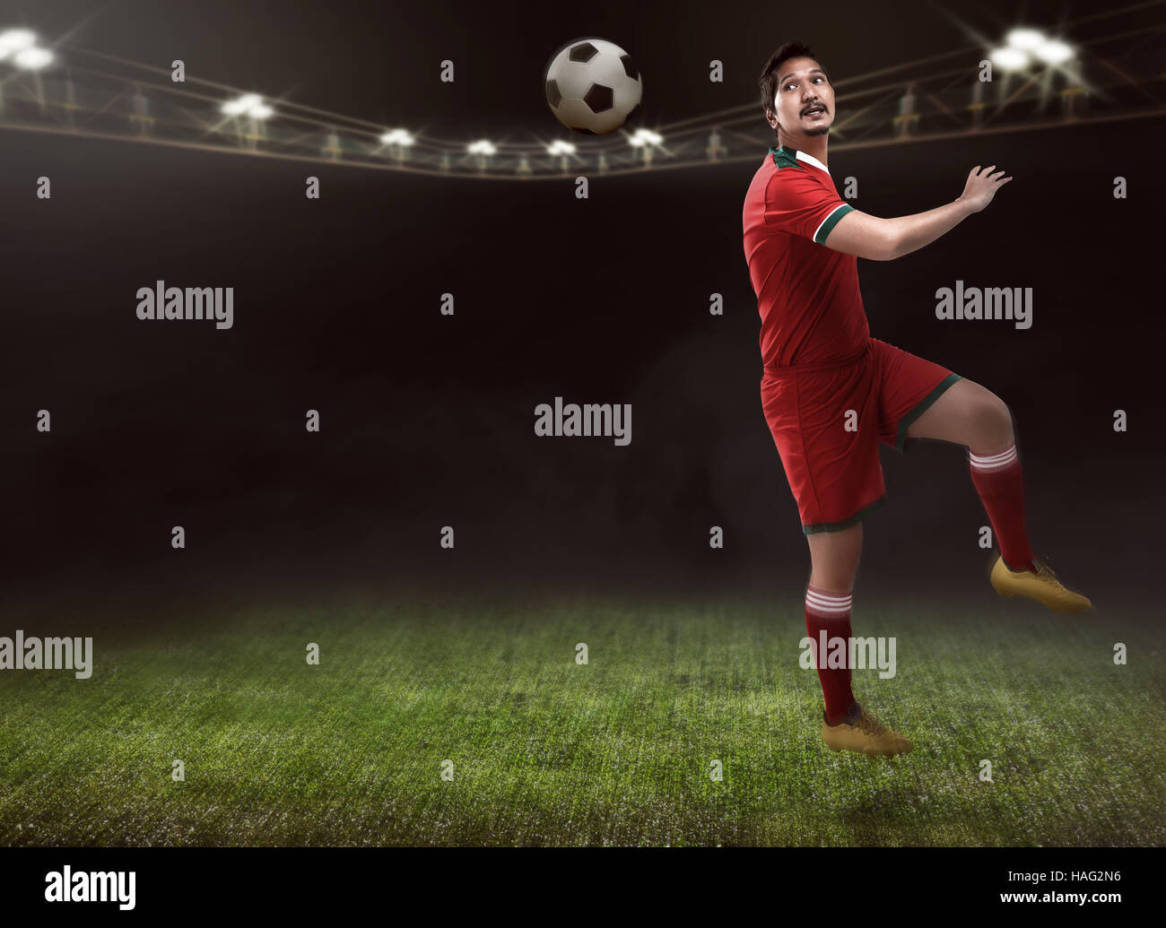 Professional Football Player Header Ball High Resolution Stock ...